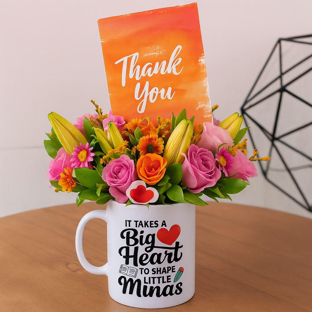 Teacher Appreciation Flowers in Mug – Thank You Gift Set – Purpink ...