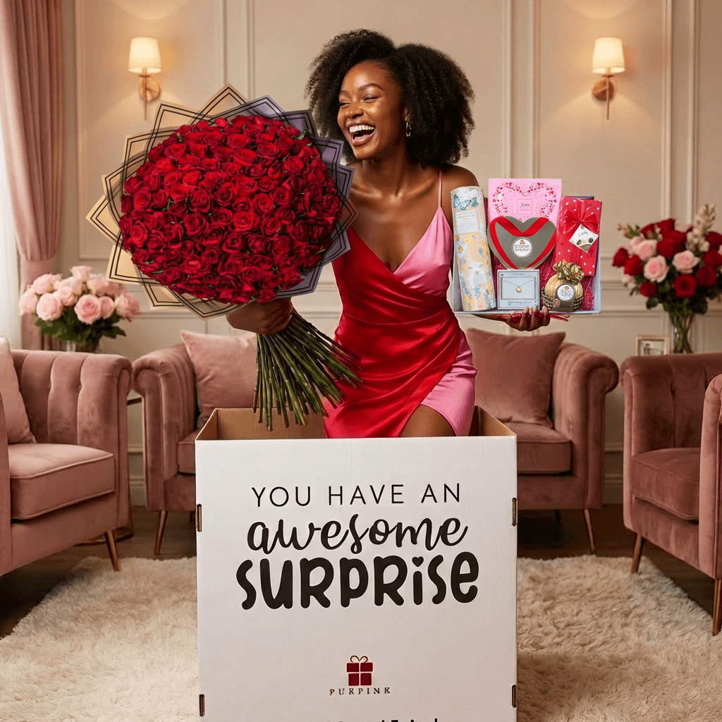 Amour — 100 Red Roses Luxury Valentine’s Gift Box – Purpink Gifts Ltd