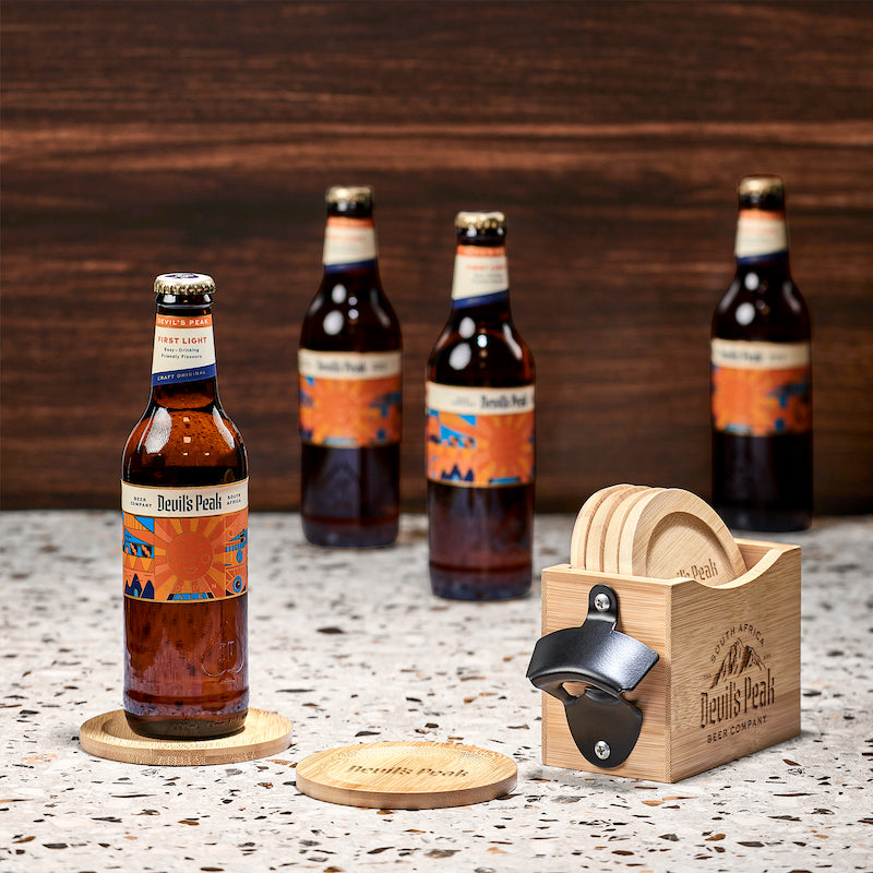 Personalised Okiyo Bamboo Coaster & Bottle Opener Set – Purpink Gifts Ltd