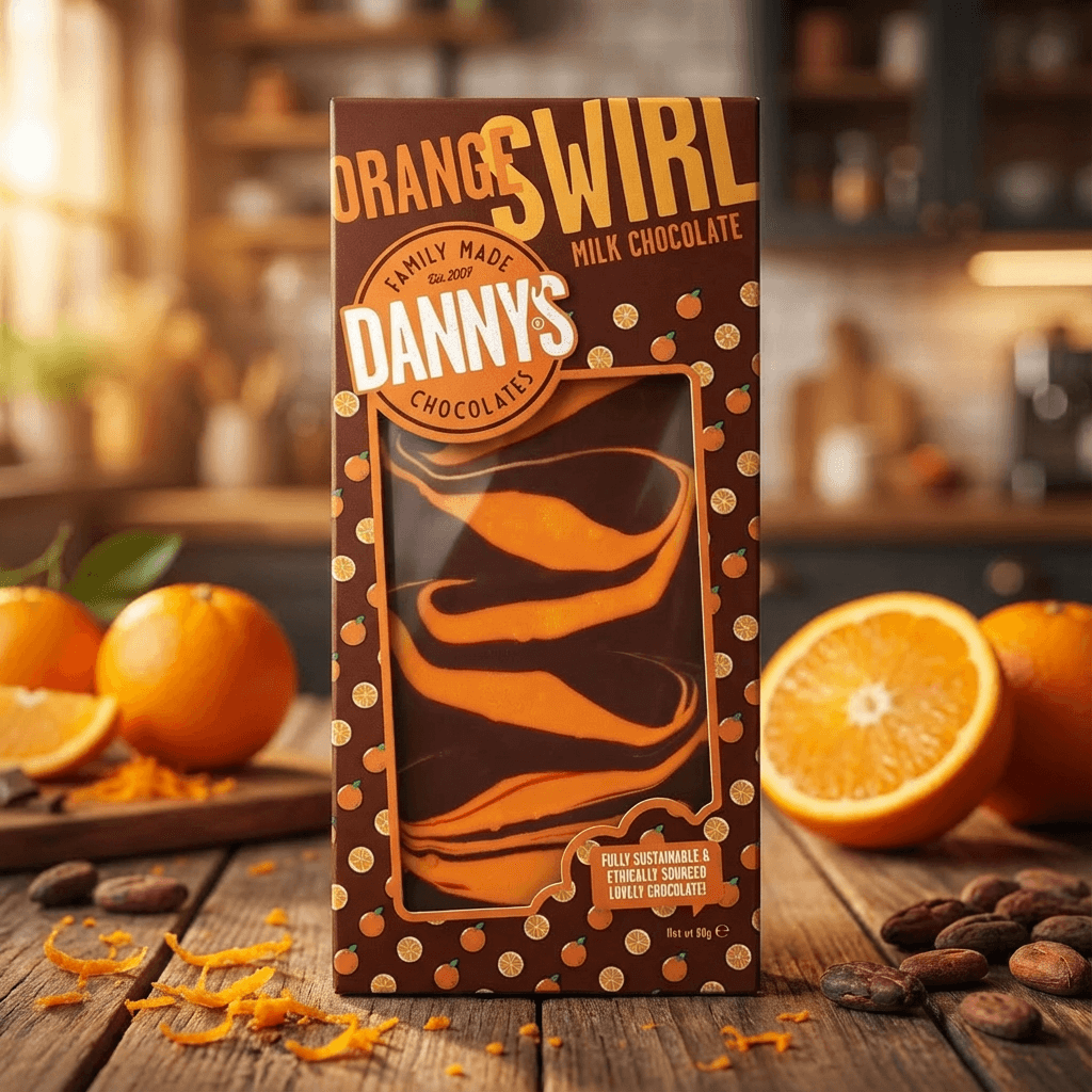 Danny’s Orange Swirl Milk Chocolate Bar (80g) | Purpink – Purpink Gifts Ltd