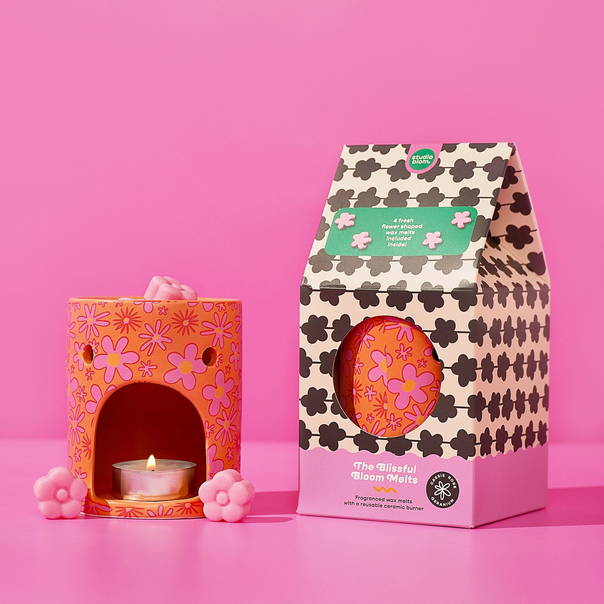 Studio Blom Blissful Bloom Wax Melt Burner – Floral Burner Gift Set ...