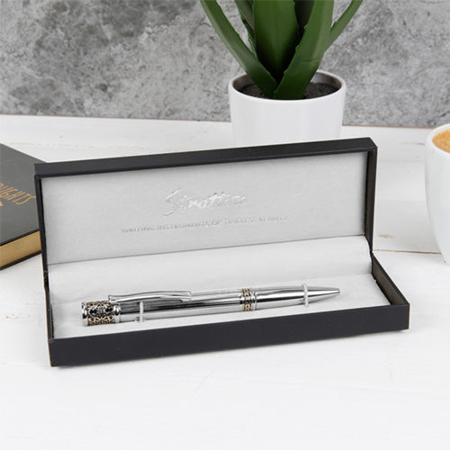 Stratton Ballpoint Pen - Silver with Ornate Scroll Trim – Purpink Gifts Ltd
